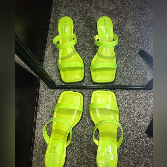 Shoes | Neon Lime Patent Heels | Poshmark